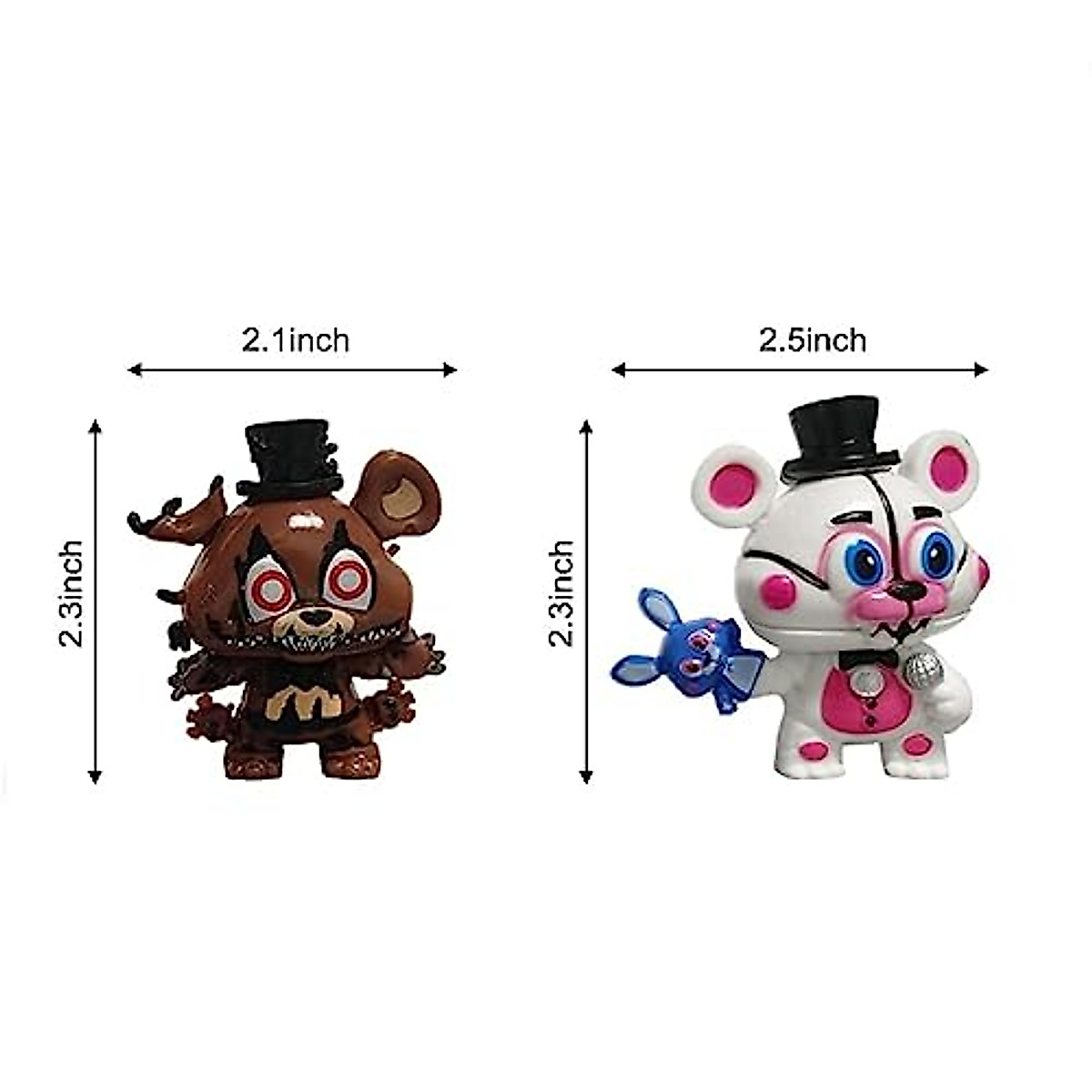 8 pcs Cake Toppers Gift for Kids, Freddy Five Nights Toys Cake Decorating, 2.3" - 3" with 50 PCS Waterproof Stickers for Party