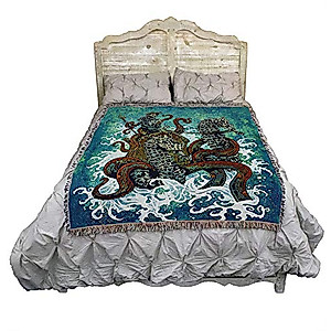 Pure Country Weavers Neptune Skeleton Blanket by David Lozeau - Gift Fantasy Tapestry Throw Woven from Cotton - Made in The USA (72x54)