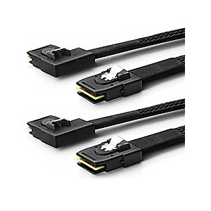 CableCreation 2 Pack Short Internal Mini SAS SFF-8087 to Right Angle SFF-8087 Cord, Internal Mini SAS to Mini SAS Cable, Compatible with RAID or PCI Express Controller, 2.5FT /0.75M…