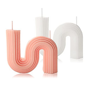 Decorative Candles Aesthetic Cool S Shaped Scented Twisted Candles White Pink Soy Wax Candles for Home Office Trendy Room Bookshelf Wall Shelves Minimalist Decor Candles (2 Pack)