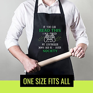 gamer Black Cooking Aprons- Gamer for Teen Boys - If You Can Read This Video Game T-Shirt Black Apron