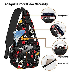 Mouse Crossbody Sling Backpack Shoulder Bag For Women & Men Chest Sling Bag Casual For Travel Hiking Gym, Black