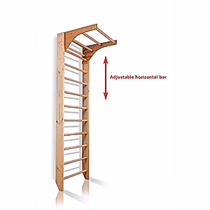 Wooden Swedish Ladder - Stall Bars Set for Physical Therapy & Gymnastics with Swing Set and Adjustable Pull-up bar - Sport Complex (KM-2)