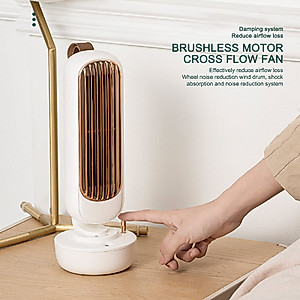 GLOGLOW Tower Fan with 220ml Water Tank Oscillating Tower Fan Small Quiet Fan with 3 Speeds 3 hrours Regular Long Spray, 6 hours Fixed Time Spray for Bedroom Office