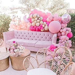 RUBFAC 87pcs Hot Pink Balloons Different Sizes 18 12 10 5 Inches Premium Magenta Pink Latex Balloons for Valentine's Day Girl Birthday Party Wedding Bridal Shower Baby Shower Garland Arch Decorations