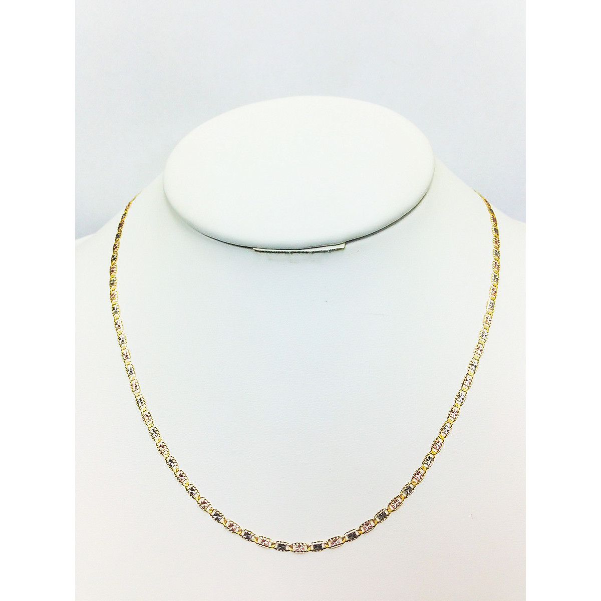 MCS Jewelry 10 Karat Three Tone Yellow Gold/White Gold/Rose Gold Necklace 2.75MM Width (16"-24") (24)