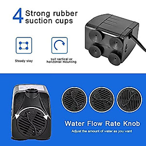 15W 1000L/H Submersible Fountain Water Pump with 12 Colorful LED Lights, Mushroom and Blossom Spray Head for Aquarium Fish Tank, Pond,Outdoor Fountain, Water Feature, Statuary Gardens