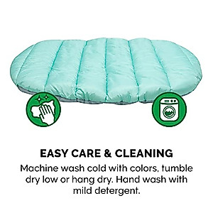 Furhaven Large Dog Bed Trail Pup Travel Pillow Mat w/ Stuff Sack, Washable - Aqua/Granite Gray, Large