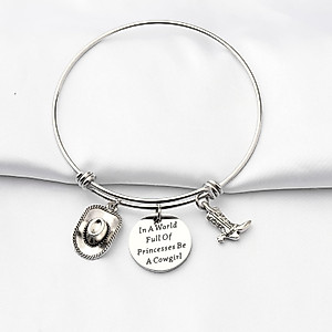 bobauna Cowgirl Boot Bracelet Country Western Jewelry In A World Full Of Princesses Be A Cowgirl Equestrian Gift (cowgirl bracelet)