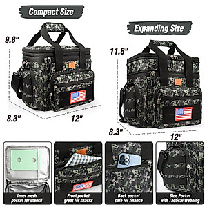 CaCTOUR Tactical Lunch Box for Men, Expandable Heavy Duty Double Deck Tactical Lunch Bag with Shoulder Strap, Leakproof & Insulated Lunch Cooler Bag for Adult Work Fishing Picnic Travel,20L,Camo-Black