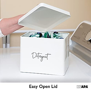 Ilyapa Laundry Pods Container, Laundry Pod Holder, Galvanized Dishwasher Pod Container, White Farmhouse Laundry Pod Storage Container for Kitchen Laundry Room, Detergent Organizer Containers