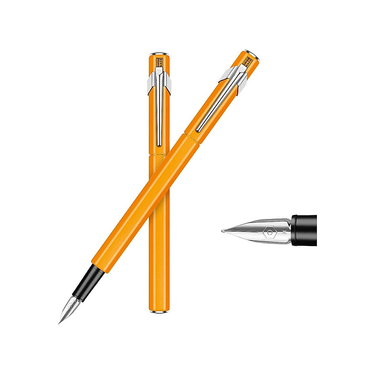 Caran d'Ache EF Fountain Pen, Extra Fine Point, 849 0842-030, Fluorescent Orange, Dual Use, Genuine Imported
