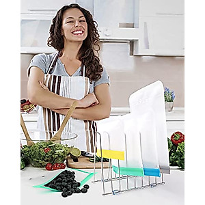 20 Pack Reusable Food Storage Bags and 1 Silicone Bag Drying Rack, Reusable Freezer Bags Assorted Sizes(5 Snack Bags+5 Sandwich Bags+5 Quart Bags+5 Gallon Bags) for Fruits Meat and Veggies