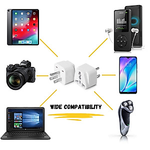 Bates- European Plug Adapter, 2 pc, Travel Adapter, US to Europe Plug Adapter, EU Adapter, Electrical Adapters, Converter Plug