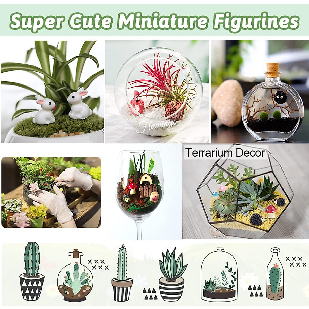 BeelDeel 100 Pcs Miniature Fairy Garden Accessories Outdoor Micro Landscape Figurines, DIY Ornament Fairy Garden Kit, Animals Miniature Figurines for Terrariums Potted Plant Bonsai Garden Decoration