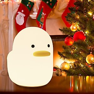 ipalmay Home Night Lights for Kids USB Rechargeable Lamps, ABS+PC Bedside Lamp for Breastfeeding, Touch Control&Timer Setting, White Duck