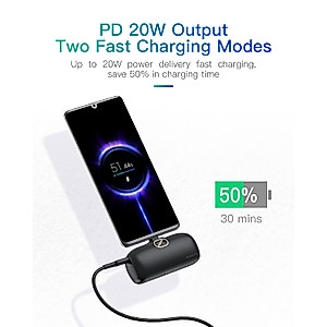 Kuulaa USB C Power Bank Fast Charging, 5000mAh Plug-in Portable Charger & Type C Input/Output Battery Pack 26800mAh