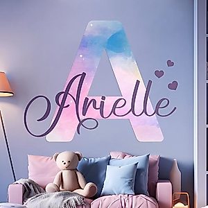 Multiple Font Wall Decor Bright Letter and Shimmer Colors I Custom Name & Initial I Baby Girl I Nursery Wall Decal for Baby Room Decorations I Wall Sticker for Bedroom I Multiple Options for Customization