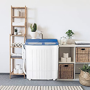INTERGREAT Portable Waher and Dryer, 17.6 lbs Mini Small Washing Machine Combo with Spin Dryer, Compact Twin Tub Laundry Washer Machine for Apartments, Dorm, Rv, Camping, Blue