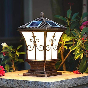 Ornaments Sculpture Statue Decoration Sculptures Solar Pillar Light Decoration Artware Outdoor Waterproof Garden Lights Home Door Post Wall Decoration Lamp Craft-B