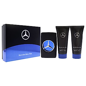 Mercedes-Benz Man Gift Set - Iconic Fragrance with EDT Spray, Shower Gel, Aftershave for Men - Long Lasting Aromatic Woody Fruity Mens Cologne - 3 pc
