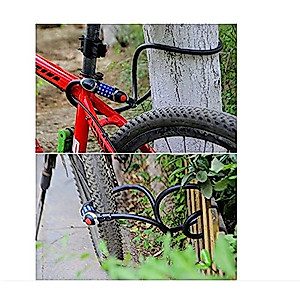 Bicycle Lock, with LED Night Light Lighting, Combination Lock, Mountain Bike Steel Cable Lock, 120cm / 12mm
