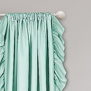 Lush Decor Reyna Ruffle Window Curtain Panel Set, Pair, 54" W x 84" L, Light Blue - Flowy Curtain - Romantic Ruffle Curtains for Bedroom, Living room, or Dining Room - Farmhouse & Cottage Home Decor