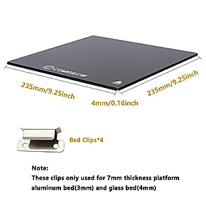 Comgrow Creality Ender 3 3D Printer and 2PCS Upgraded Tempered Glass Plate with Bed Clips 235 * 235mm