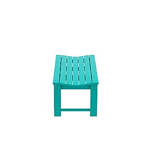 WO Home Furniture 48" Modern Backless Bench, HDPE Plastic, Turquoise
