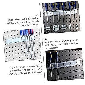 SOESFOUFU 1pc Screwdriver Holder Storage Rack Screwdriver Shelf Hook Hanger Garage Broom Holder Screw Organizer Hand Tool Holder Hook Tool Bolts Bolt Driver Holder Silver Steel Galvanized