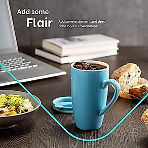 MITBAK 6-Pack Ceramic Coffee Mug Set with Lids (16-Ounce) | Large Colored Tumbler Mugs Great for Taking Your Coffee & Tea To-Go | Large Insulated Mug Set Excellent Choice for Camping, Travel & Office