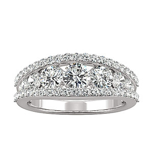 Charles & Colvard 14K White Gold Moissanite 4.5mm Round Fashion Ring-size 10 1.53cttw DEW