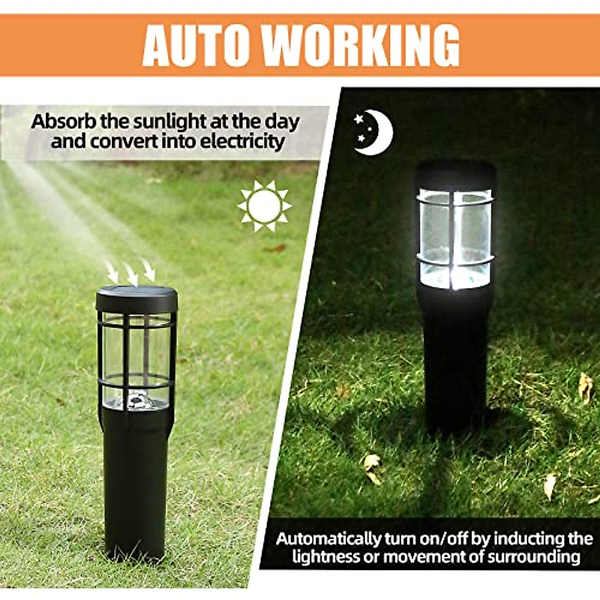 HFVLITE 8-Pack Solar Pathway Lights, RGB Color Changing+Daylight LED Solar Lights Outdoor Landscape Lights, IP65 Waterproof Garden Decor Light for Path Walkway Driveway Patio Yard Lawn