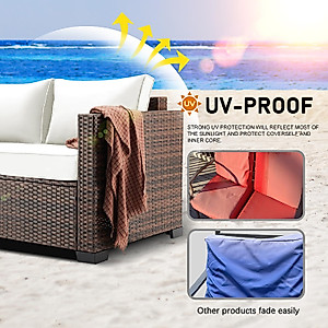 ClawsCover 6Pack Outdoor Patio Seat and Back Cushions Replacement Covers Fit for 3-Seater Wicker Rattan Furniture Conversation Set Sectional Couch,Cream-Included Covers Only