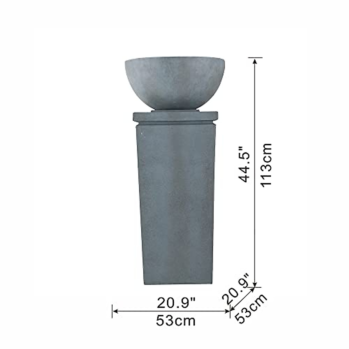 A&B Home 44" Zen Modern Outdoor Floor Standing Bowl Fountain for Garden Patio Backyard Deck Home Lawn Porch House Relaxation, Gray