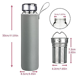 SHBRIFA 32oz Glass Water Bottle With Tea Infuser - Glass Tea Tumbler With Neoprene Sleeve - Tee Infusers For Loose Leaf Tea, Fruit, Coffee, Flavored Water (Gradient Pink1)