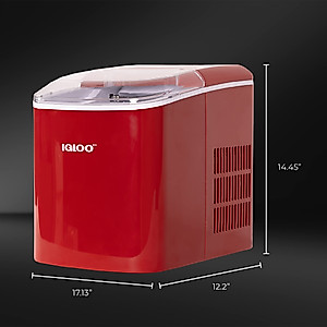 Igloo Electric Countertop Ice Maker Machine - Automatic and Portable - 26 Pounds in 24 Hours - Ice Cube Maker - Ice Scoop and Basket - Ideal for Iced Coffee and Cocktails - Red