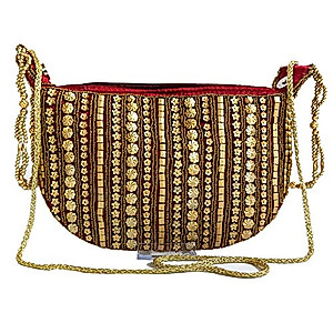 CRAFT BAZAAR Women Handmade Multi Style Crossbody Triangle Wristlet Purse, Indian Bridal Potli Bag