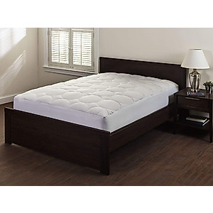 Full Mattress Pad Cover Deep Pockets Cotton Top, Down Alternative Fiber Fill Quilted and Fitted (Full Size - 54"x75")