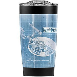 LOGOVISION Star Trek Enterprise Blueprint Stainless Steel Tumbler 20 oz Coffee Travel Mug/Cup, Vacuum Insulated & Double Wall with Leakproof Sliding Lid | Great for Hot Drinks and Cold Beverages