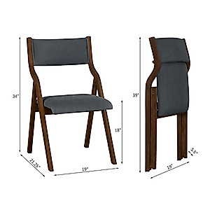 Ball & Cast Modern Folding Chairs Foldable Dining Chairs Set of 2, 18" Seat Height, Dark Grey