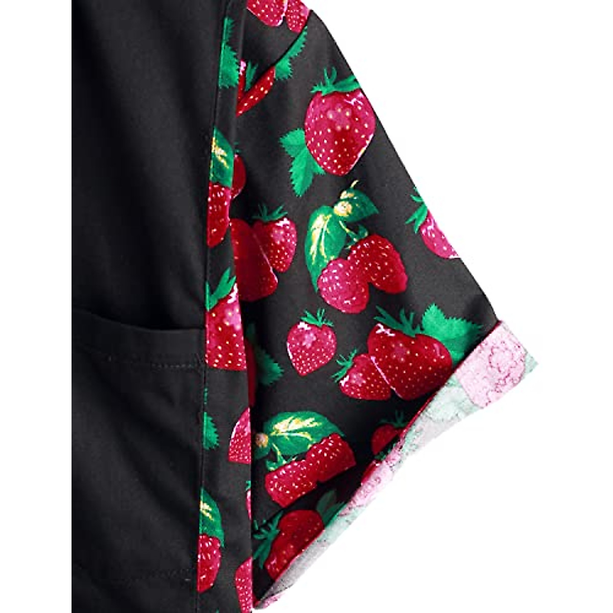 VATPAVE Mens Hawaiian Boling Shirt Casual Button Down Short Sleeve Summer Shirts X-Large Black Strawberry Aloha Shirt