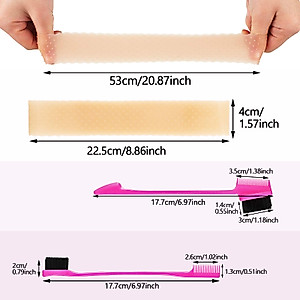 Chuangdi 4 Pieces Silicone Wig Grip Band and Stretchy Nylon Wig Caps for women, Non Slip Silicone Headband for Wigs with 2 Brush for Women Sport Yoga