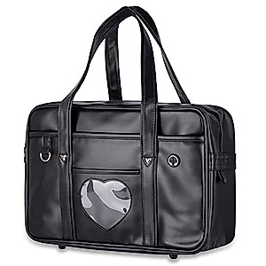 Roffatide Japanese JK Uniform Bag Heart Shape Window Ita Bag Girls Women Purse Cosplay Satchels for Lolita Comic Shoulder Bag