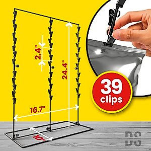 DS THE DISPLAY STORE Black 3-Row Potato Chip Rack Display Stand with 39 Clips, Snack Retail Display Rack, Chip Stand Display for Party, Countertop Chip Bag Holder, Snack Display for Counter
