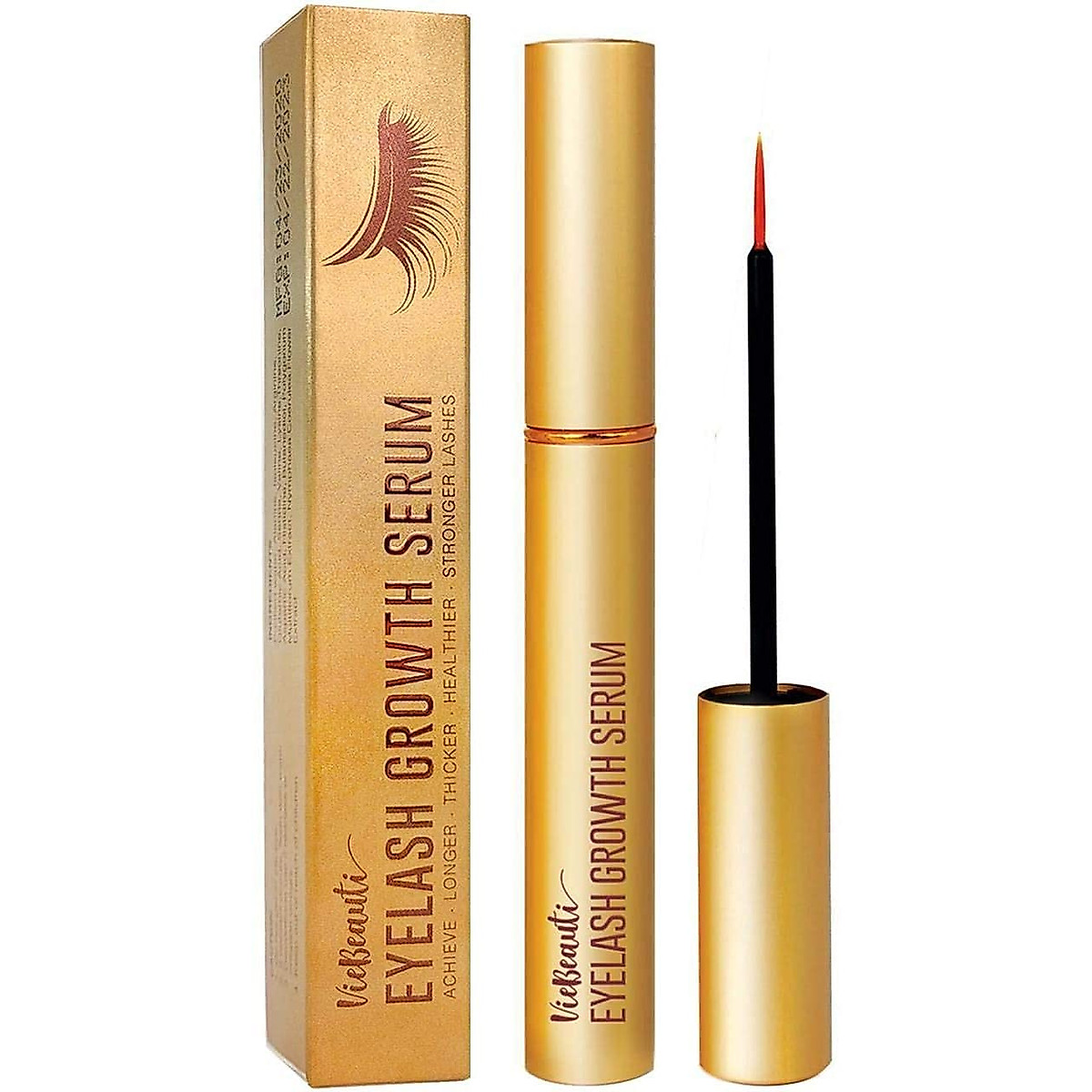 VieBeauti Premium Eyelash Serum and Eyebrow Enhancement Formula, Boosts Lash for Thicker, Fuller Looking Lashes and Eyebrows (3ML) | Gold Packaging, 0.1 Fl. Oz.
