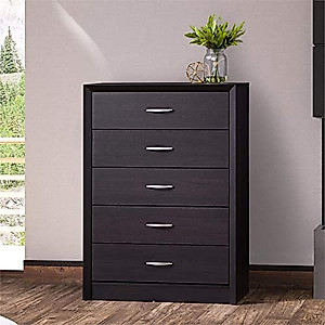 CorLiving Newport 5 Drawer Tall Dresser in Black