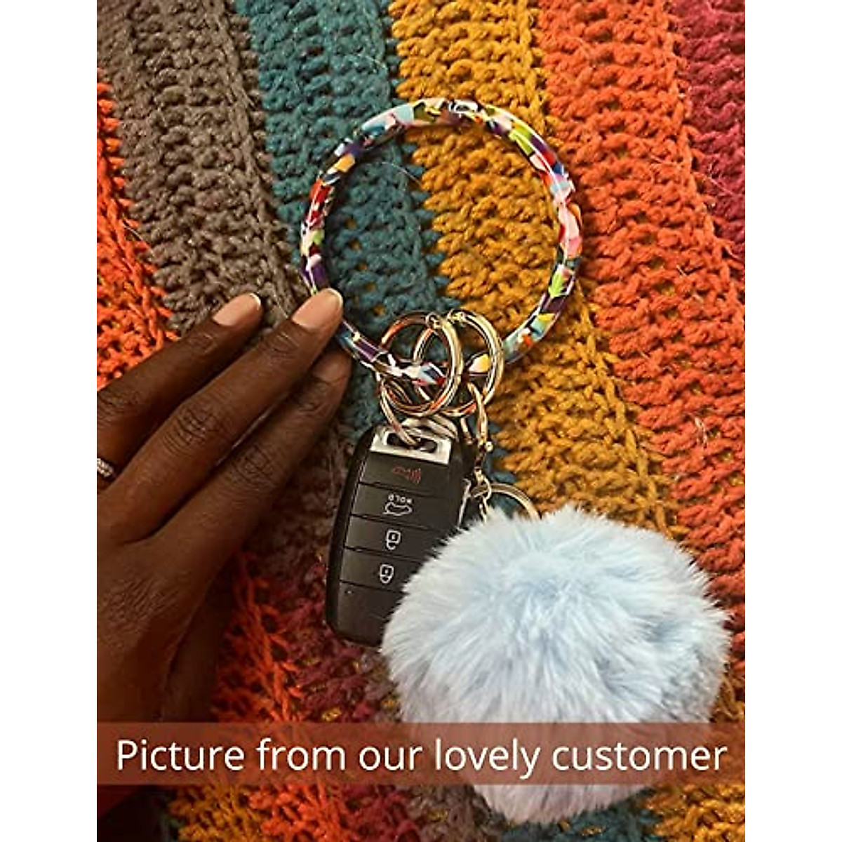 Heesch Bangle Key Ring Bracelet Keychain Key Ring Bracelet for Women, Acetate Circle Keyring for Wrist (Multi Color)