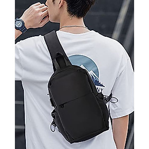 Sling Bag Crossbody Backpack Shoulder Bag for Men Women, Black Hiking Daypack Multipurpose Anti-Theft Cross Body Chest Bags, Small Lightweight One Strap Backpack for Walking Biking Travel Cycling