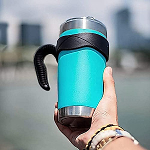 ALIENSX Tumbler Handle for YETI Rambler Cup, Anti Slip Travel Mug Grip Cup Holder for Stainless Steel Tumblers, Yeti, Ozark Trail, Rtic,Sic and More Tumbler Mugs BPA Free (PINK, 20OZ)